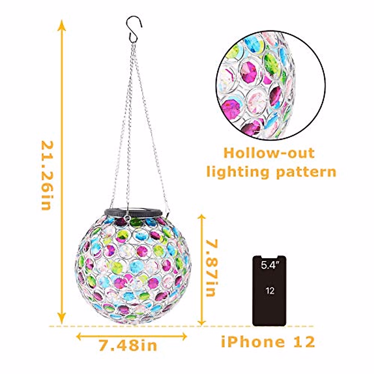 Solar Lantern Hanging Outdoor Christmas Decorative, Dual LEDs Color ...