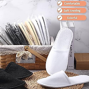 24 Pairs Non Slip Disposable Slippers, Closed Toe for Family Spa Guests Hotels Home Party, Housewarming (White, Light Gray, Black, Khaki)