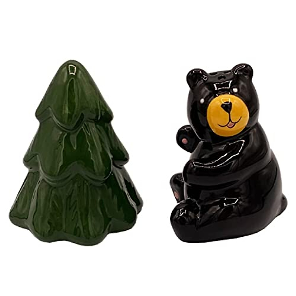 Barry Owens BV1095 Black Bear and Pine Tree Salt and Pepper Shakers 3 Inches Long x 2.5 Inches Tall