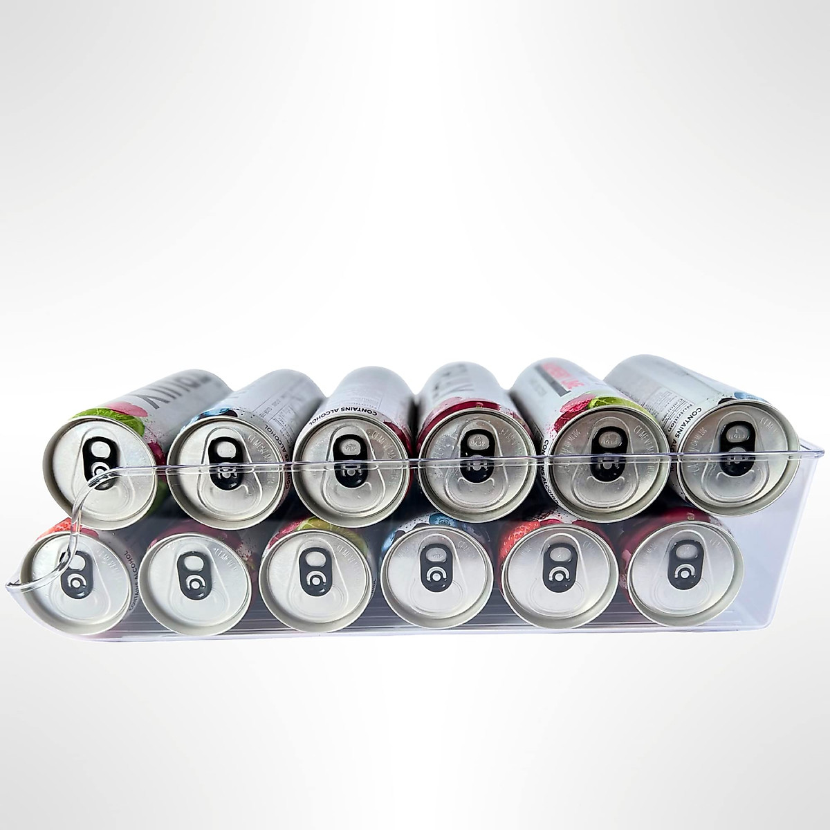 Joyful Haus Skinny Can Organizer for Refrigerator, Hard Seltzer, Energy Drinks, Soda Pop Container, Refrigerator and Freezer Beverage Holder, Dispenser Bin - holds up to 12 tall and slim skinny cans