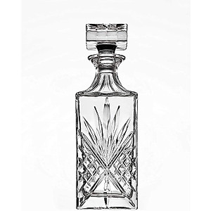 James Scott Crystal Decanter for Whiskey, Liquor and Bourbon - 25 Oz. | Irish Cut design | Gift Box