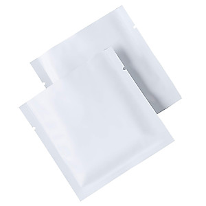QQ Studio 100 Bags/Pack Double Sided Color Food Safe Open Top Flat Bag with Tear Notch (White, 7x7cm (3x3"))