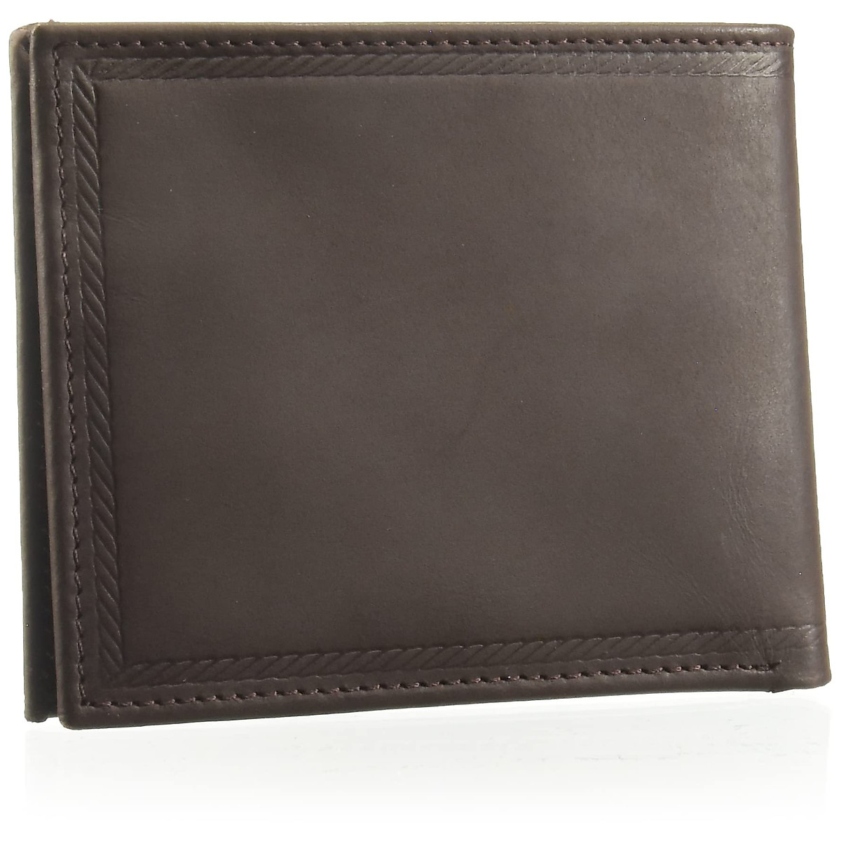 Nautica Men's Sail Embossed Bifold Leather Wallet with 6 slots and RFID Protection, Brown