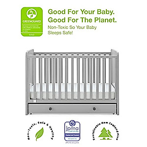 babyGap by Delta Children Graham 4-in-1 Convertible Crib with Storage Drawer TrueSleep Crib and Toddler Mattress (Bundle), Grey/Dark Grey