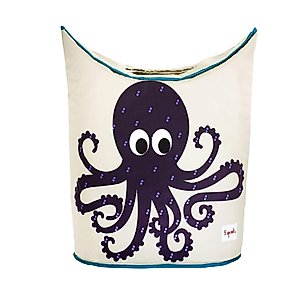 3 Sprouts Baby Laundry Hamper Storage Basket Organizer Bin for Nursery Clothes, Octopus