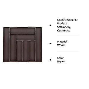 Utopia Kitchen Silverware Organizer, Expandable Bamboo Utensil Drawer Organizer, Kitchen Drawer Organizer, Silverware Organizer for Cutlery, Utensils, Flatware Holder (6-8 Slots, Brown) Pack of 1