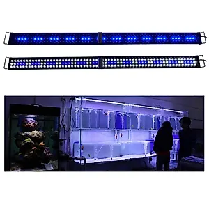 KZKR LED Aquarium Hood Lighting 72-78 inch Fish Tank Light Lamp for Freshwater Marine Saltwater Blue and White Decorations Light 6-7ft (34W) 180cm - 200cm