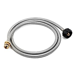 SILATU Propane Tank Adapter Hose - QCC1/Type1 Connect to 1lb to 20lb Tank, Stainless Steel Braided Propane Hose Adapter for Camping Stove, Portable Buddy Heater, Gas Grill, 5FT