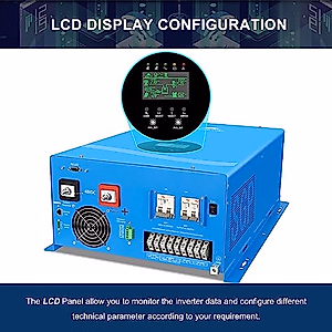 UL1741 8000W DC 48V MPPT Solar Inverter Charger,Low Frequency Pure Sine Wave Split Phase Inverter AC Input 240V to Output 120V / 240V, with 80A AC Charger, Off Grid Inverter Made by SUNGOLDPOWER