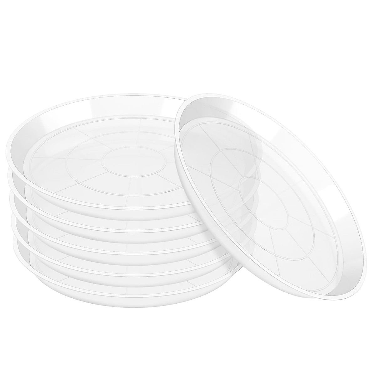 OUPSAUI 4 6 8 10 12 14 16 18 20 22 Inch Plant Saucer Pot Tray, 6 Pack Clear Plant Saucers for Indoors and Outdoors, Large Plastic Dish Suacer Water Drip Tray for Potted Plants Flowers (12 Inches)