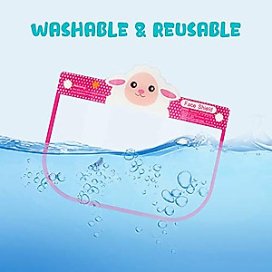 10PCS Kids' PET Reusable Clear Protective Safety Face Shields Assorted Designs for Boys & Girls, Lightweight High Transparency Wrap-Around Splash Cover Anti-Fog Visor Comfortable Fit Elastic Headband