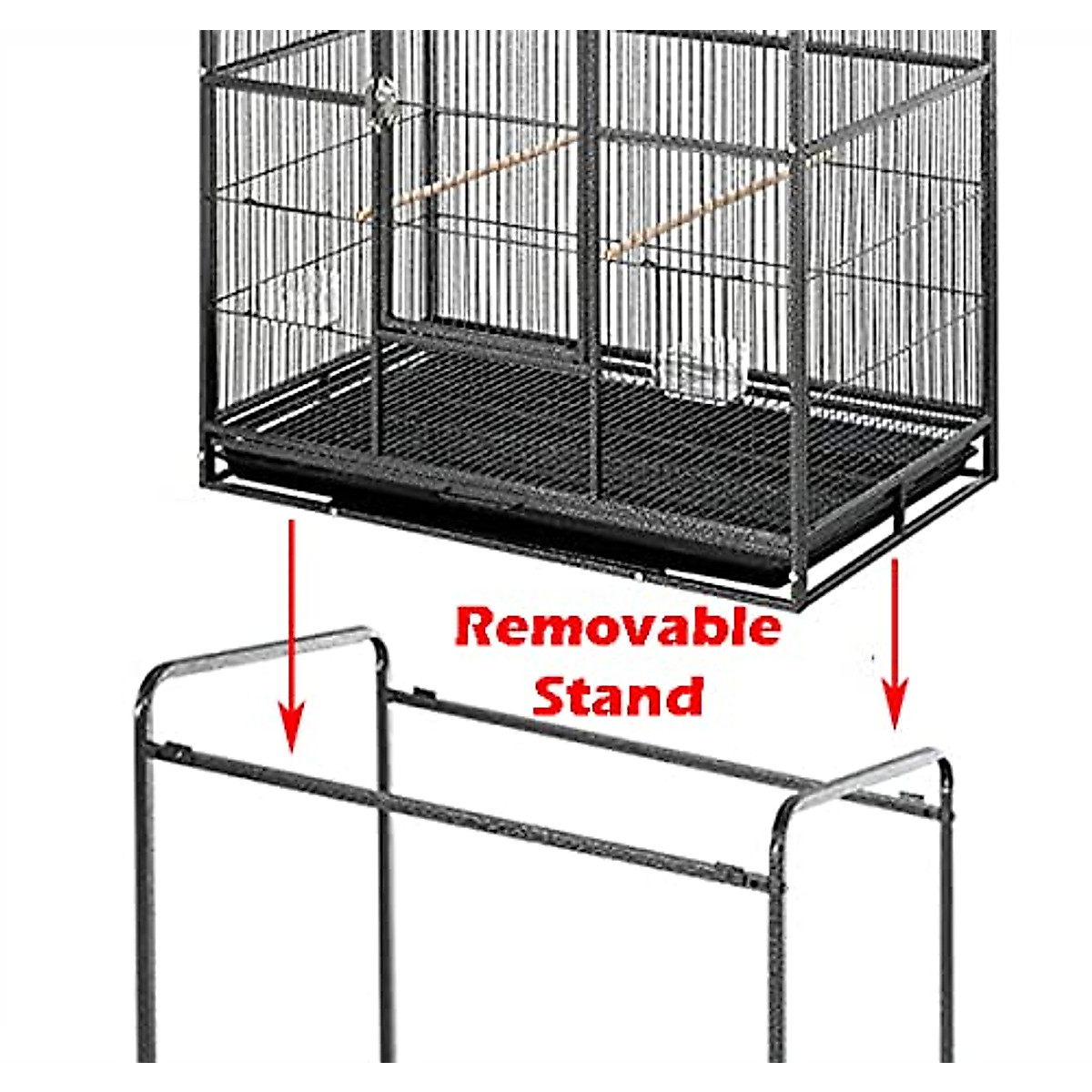 Large Double Birdhouse Breeder Bird Flight Cage with Center Divider Side Breeding Nest Doors Removable Rolling Stand (51" Length x 17" Depth x 54" Height, Black Vein)