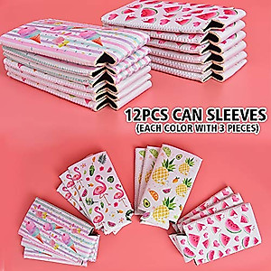 Neoprene Slim Can Sleeves - Set of 12 Can Sleeves Beer Soda Drink Coolies Caddies Collapsible Reusable Thermocoolers for Weddings Bridal Shower Birthday Bachelorette Parties