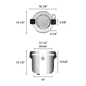 Excellante SEJ22000 Commercial Stainless-Steel 50-Cup Rice Warmer