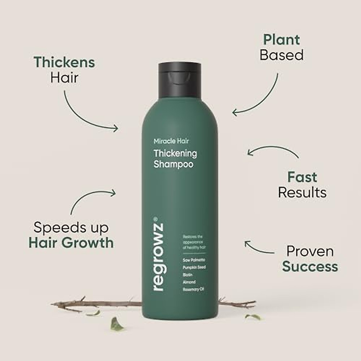 Regrowz Hair Thickening Shampoo for Natural Hair Growth - 7.6oz - Hair Growth Treatment for Men & Women for Thinning & Dry - DHT Blocker - Infused with Biotin, Saw Palmetto & Rosemary Oil