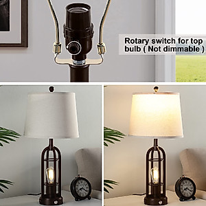 SRJJA 28.2" Table Lamps for Living Room Set of 2, Farmhouse Lamps for Bedroom, 3-Way Dimmable with Dual USB Ports, Touch Bedside Lamps for Nightstand, Bulbs Included