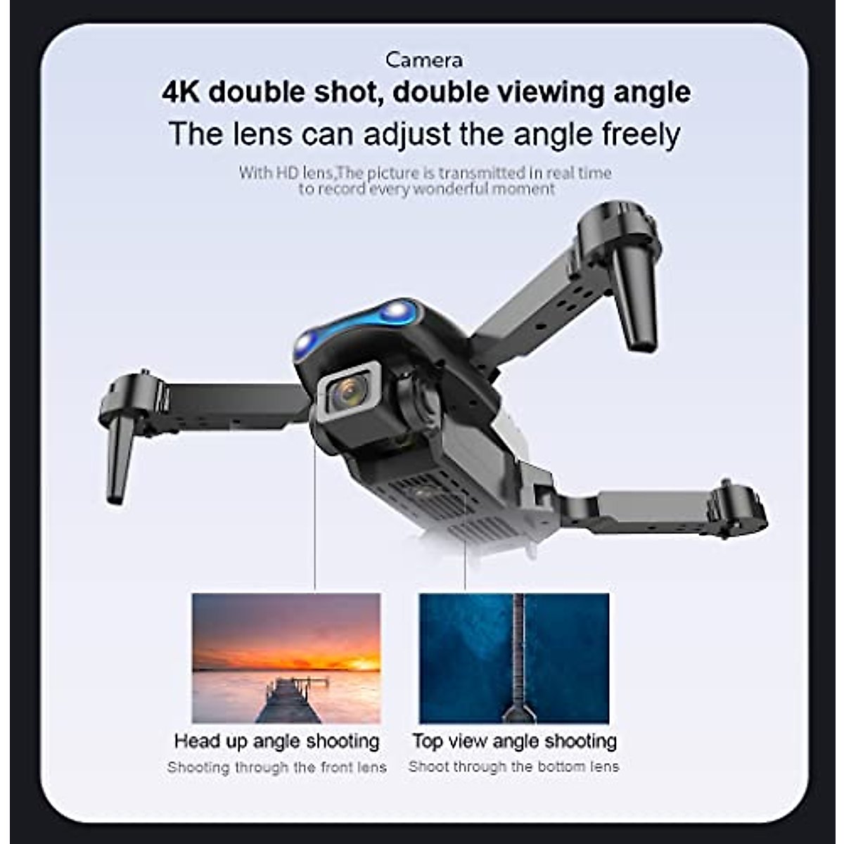 HOTOSYY UAV with dual cameras, portable, three sided obstacle avoidance, one touch takeoff/landing, fixed altitude, 360 degree rollover function (black)