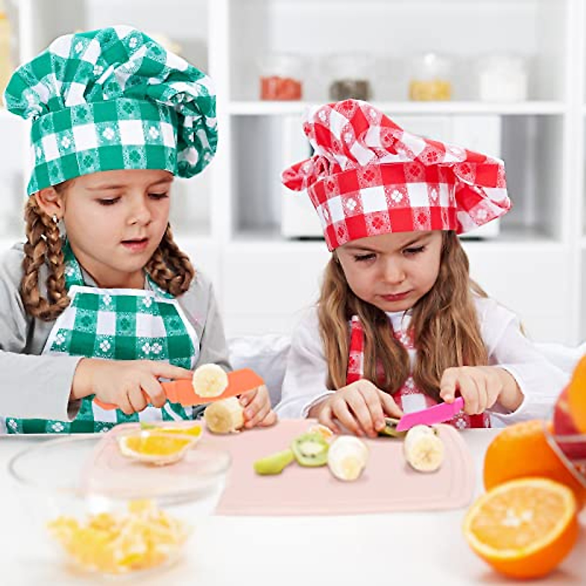 12 Pieces Kids Knifes Set Include Plastic Safe Toddler Knife Wooden Cutting Knifes Child Kitchen Knife Serrated Edges with Cutting Board Stainless Steel Potato Slicers Crocodile Chef Crinkle Cutter