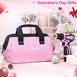 FASTPRO 175-Piece 12V Pink Drill Set, Cordless Lithium-ion Driver and Tool Kit, House Repairing Tool with 12-Inch Storage Bag, For DIY, Home Maintenance.