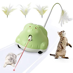 Automatic Cat Toys for Indoor Cats Replace Feather,Rechargeable Kitten Toys for Carpet,Robotic Cat Feather Toys with Laser,Self Moving Interactive Motorized Pet Electric Toys, Remote Cat Toy Exercise