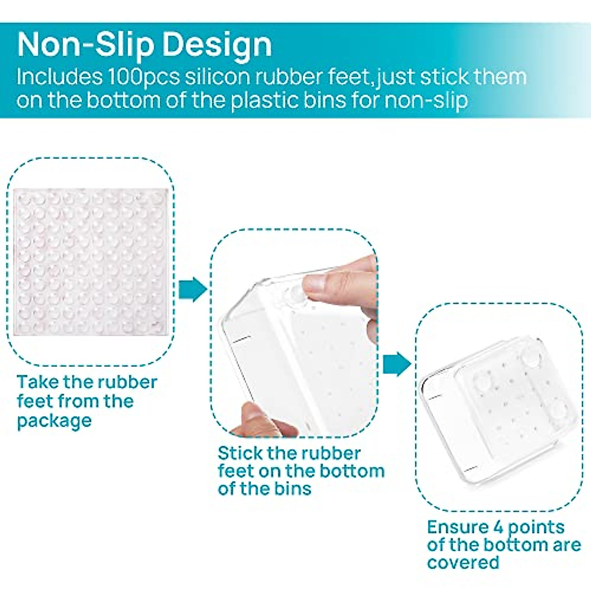 Vtopmart 37 PCS Clear Plastic Drawer Organizers Set, 4-Size Versatile Bathroom and Vanity Drawer Organizer Trays, Storage Bins for Makeup, Jewelries, Kitchen Utensils and Office