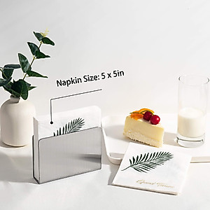 IMEEA Cocktail Napkin Holder Beverage Napkin Dispenser Stainless Steel Table Napkin Storage for Bar, Kitchen, Restaurant, Countertop (Silver)