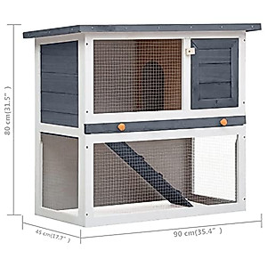 vidaXL Outdoor Rabbit Hutch 1 Door Weather Resistant Heavy Duty Animal Cage Bunny Living Small Animal Shelter Brown Wood