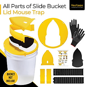 Mouse Trap Bucket Flip Lid, Bucket lid Mouse Rat Traps, Humane Mouse Trap Indoor Outdoor, Multi Catch and Auto Reset, 5 Gallon Bucket, Mouse Rats Trap Bucket Lid Slide in Bucket, with Gloves
