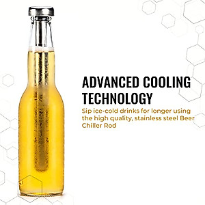 Cork Genius Beer Chiller Sticks, Stainless Steel Beer Bottle Cooler Set, Beer Coolers for Bottles, Beer Gifts and Accessories for Men and Beer Lovers, Pack of 2