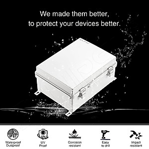 QILIPSU Hinged Cover Stainless Steel Latch 370x270x150mm Junction Box with Mounting Plate, ABS Plastic DIY Electrical Project Case IP67 Waterproof Dustproof Enclosure Grey (14.6"x10.6"x5.9")