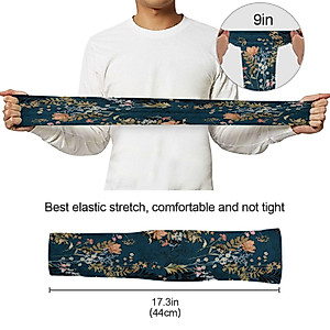 JUNZAN Gardening Sleeves for Women Sun Protection Arm Cooling Sleeves Garden Sleeves with Thumb Hole Navy Blue