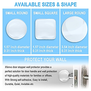 Xfenvs Door Knob Wall Shield, 6PCS Transparent Round Soft Rubber Wall Protector Self Adhesive Door Handle Bumper (Small Round 1.57 Inch 6PCS, Clear)