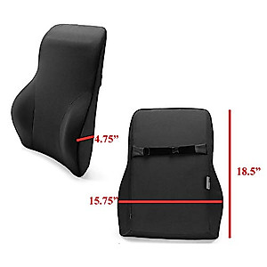 Tektrum Full Lumbar Entire Back Support Cushion for Home/Office Chair, Car Seat - Washable Cover, Ergonomic Thick 3D Design Fit Body Curve - Back Pain Relief, Improve Posture - Black (TD-QFC024-BLK)