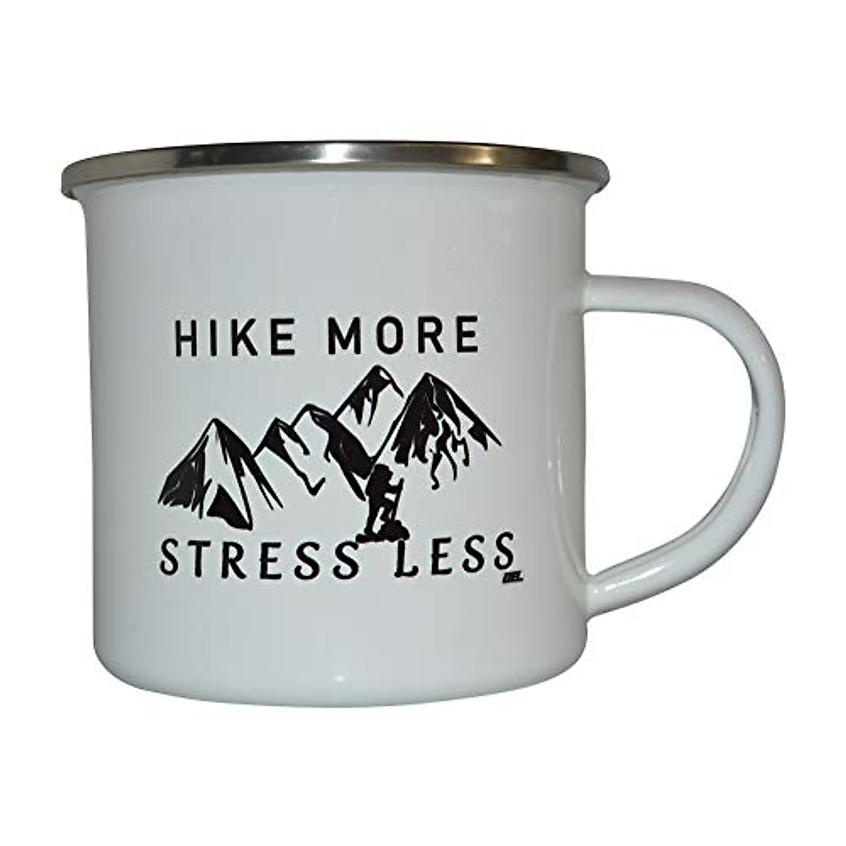 Rogue River Tactical Funny Camp Mug Enamel Camping Coffee Cup Gift Hike More Stress Less Camping Gear