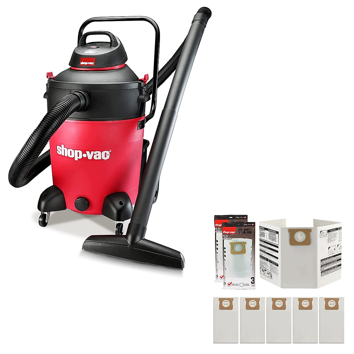 Shop-Vac 14 Gallon 6.5-Peak HP Wet/Dry Vacuum + 6 Pack 10-14 Gallon Filter Bags