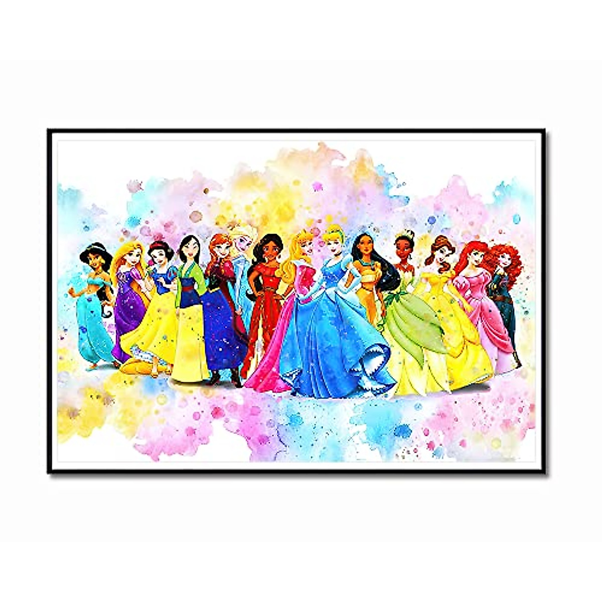 CHOKJINO Princess Watercolor Wall Art - 16x24 Canvas Decor Gift