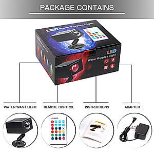 16 Color Water Ripple Lights, Sound Activated Flash Water Wave Lights Party Lighting LED Water Effect Projector Holiday Lights with Remote for Disco Christmas Halloween Wedding Kids Room