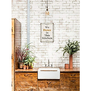 We Dance in This Kitchen 20X30 cm Metal Retro Look Decoration Crafts Sign for Home Kitchen Bathroom Farm Garden Garage Inspirational Quotes Wall Decor