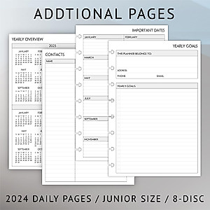 2024 Daily & Monthly Planner Refills for 8-Discbound Junior Size Planners - Appointment Schedule & To Do List, Monthly Tabs, 8-Disc Punched, Jan 2024 - Dec 2024