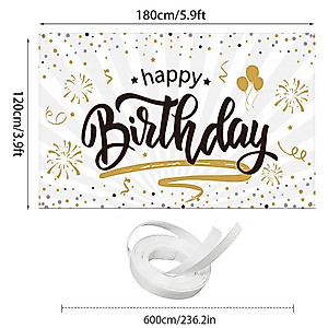 Happy Birthday Backdrop Banner Happy Birthday Party Decorations for Men Women 30th 40th 50th 60th Birthday Anniversary Party Backdrop Decoration Photography Background for Women Men