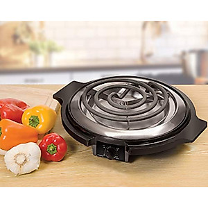 Elite Gourmet ESB-300X Single Countertop Coiled Burner, 1000 Watts Electric Hot Plate, Temperature Controls, Power Indicator Lights, Easy to Clean, Black