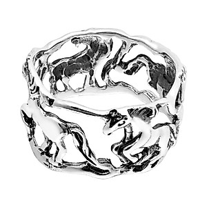 AeraVida Wild & Free Running Horses .925 Sterling Silver Ring (10) | Animal Inspired Ring for Women | Horse Jewelry