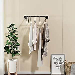 ONOTETUT Industrial Pipe Clothing Rack,Industrial Wall Mounted Clothes Rack with Hat Hook,Industrial Hanging Clothes Rack,Heavy Duty Pipe Clothes Rack,Detachable Iron Garment Racks for Laundry Room