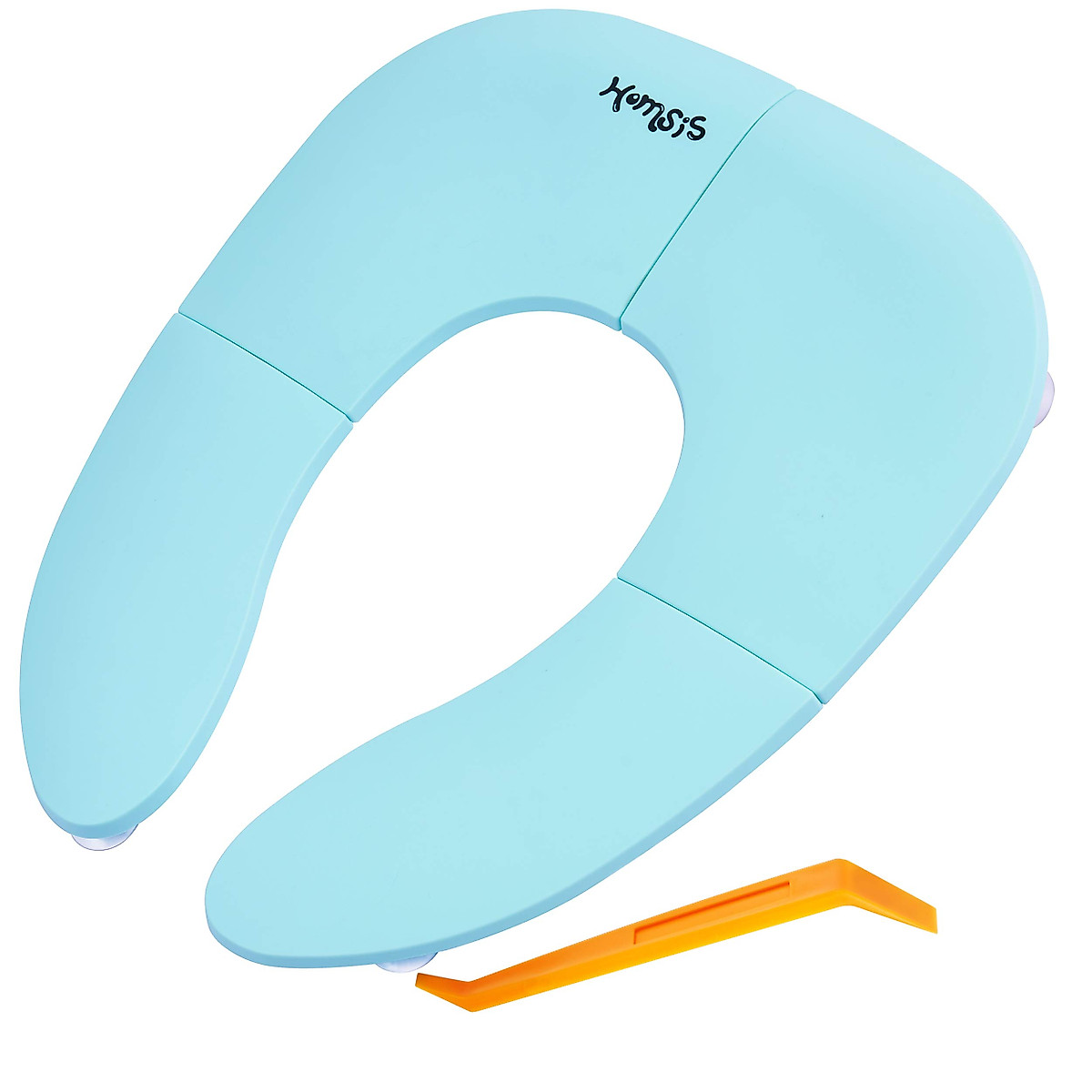 Portable Potty Seat for Toddler, Folding Travel Potty Seat Cover for Boys and Girls, Fits Round & Oval Toilets, with Non-Contact Opening Pry Bar, Aqua