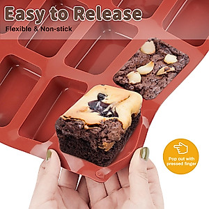 JOERSH Silicone Mini Loaf pan-(2PCS) 12 Cavities Mini Bread Pan, Non-stick Silicone Baking Molds for Bread, Cake, Cornbread, Brownie, Mini Sized Cheesecake