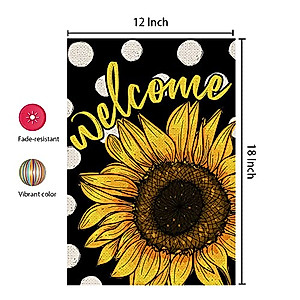 CROWNED BEAUTY Summer Garden Flag Sunflower Yard 12x18 Inch Small Double Sided Outside Polka Dots Party Farmhouse Décor