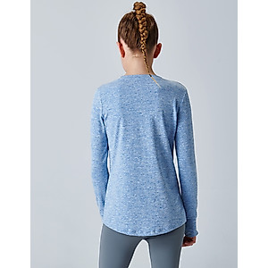 3 Pack: Youth Girls Long Sleeve Shirts Active Dry Fit Athletic Performance Clothes Kids Teens Sports Tees with Thumbholes (Set 1, Small)