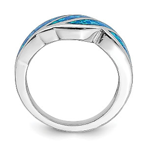 IceCarats 925 Sterling Silver Created Blue Opal Ring October Birthstone Jewelry Size 6