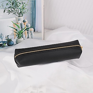 Oyachic Pencil Case PU Leather Cosmetic Makeup Bag Work Small Pen Pouch Zipper Storage Box Adults Desk Organizer Pens,Pencils,Markers