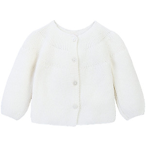 Lilax Baby Girl Knit Sweater Long Sleeve Cardigan (6-9 Months, White)